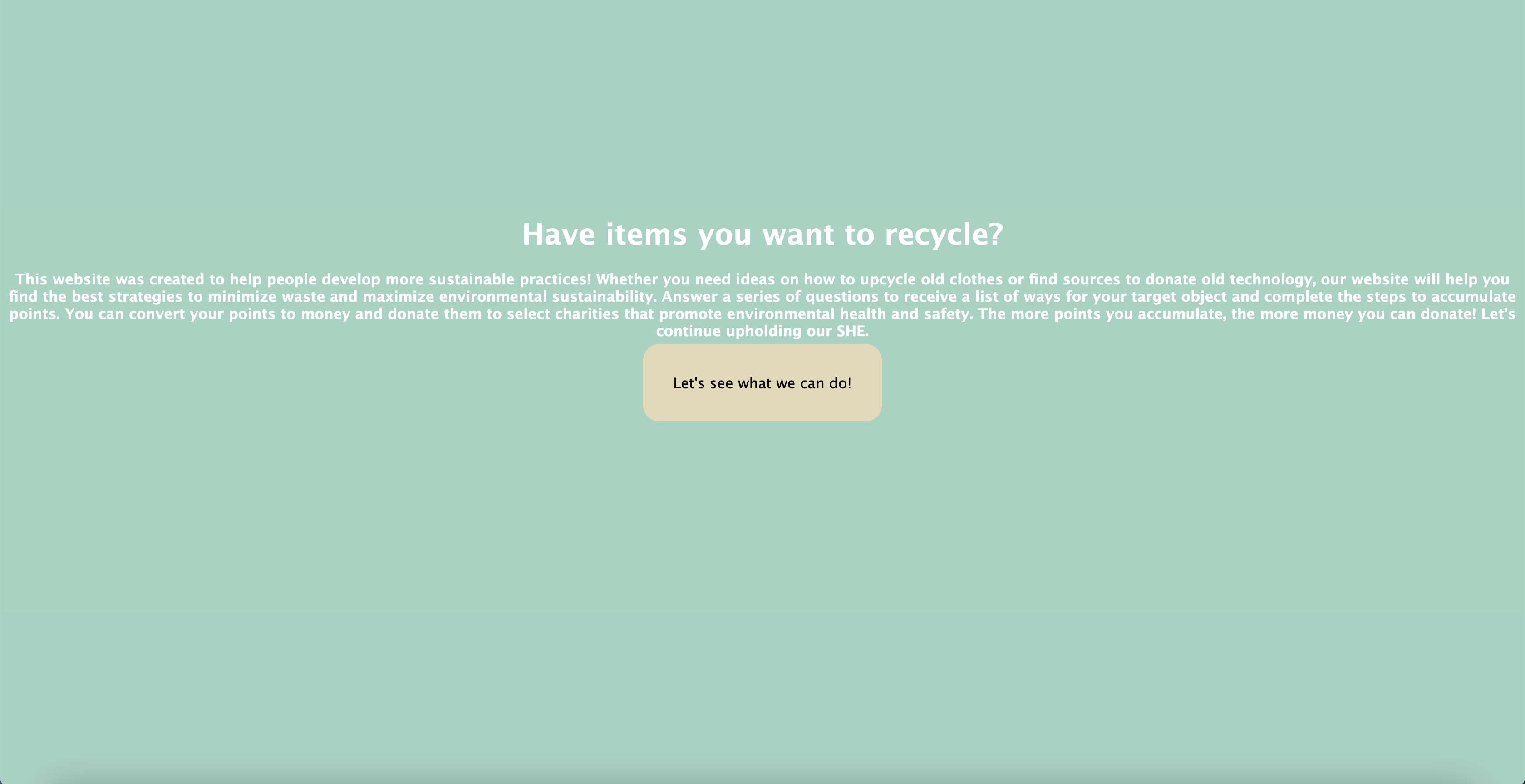 SHE - Sustainable Habits for Earth | Devpost
