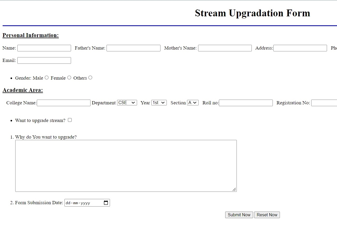 Stream Upgradation Form | Devpost