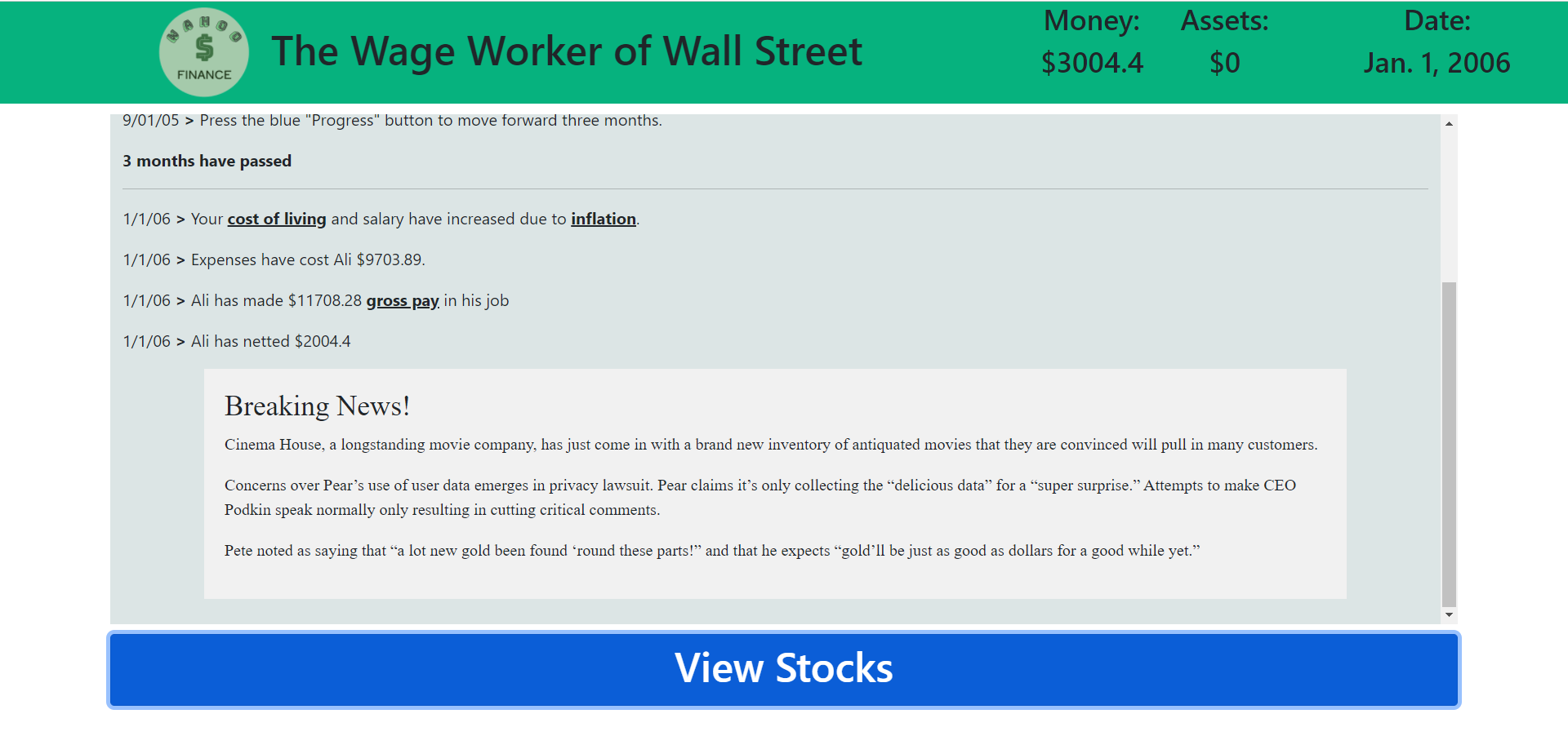 The Wage Worker of Wall Street | Devpost