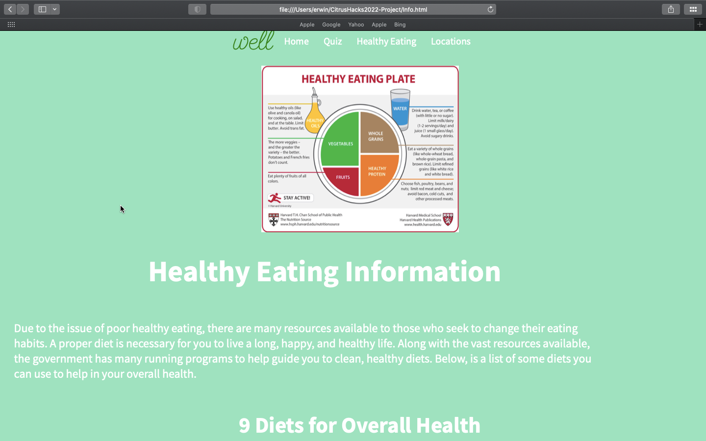 [O] Well - A Healthy Eating Helper | Devpost