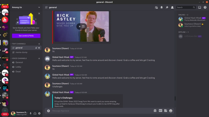 Global Hack Week Discord Bot! | Devpost