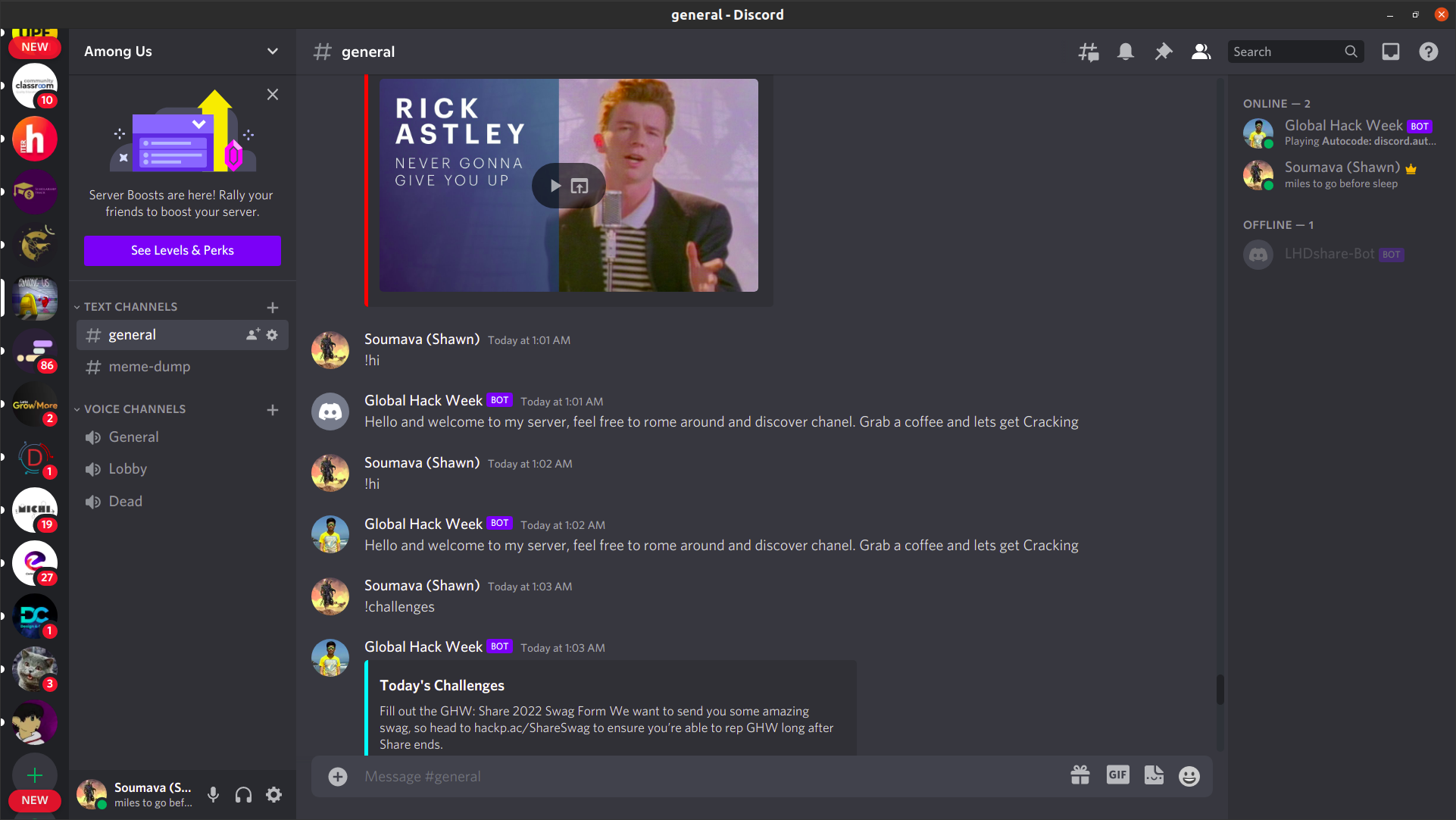 Global Hack Week Discord Bot! | Devpost