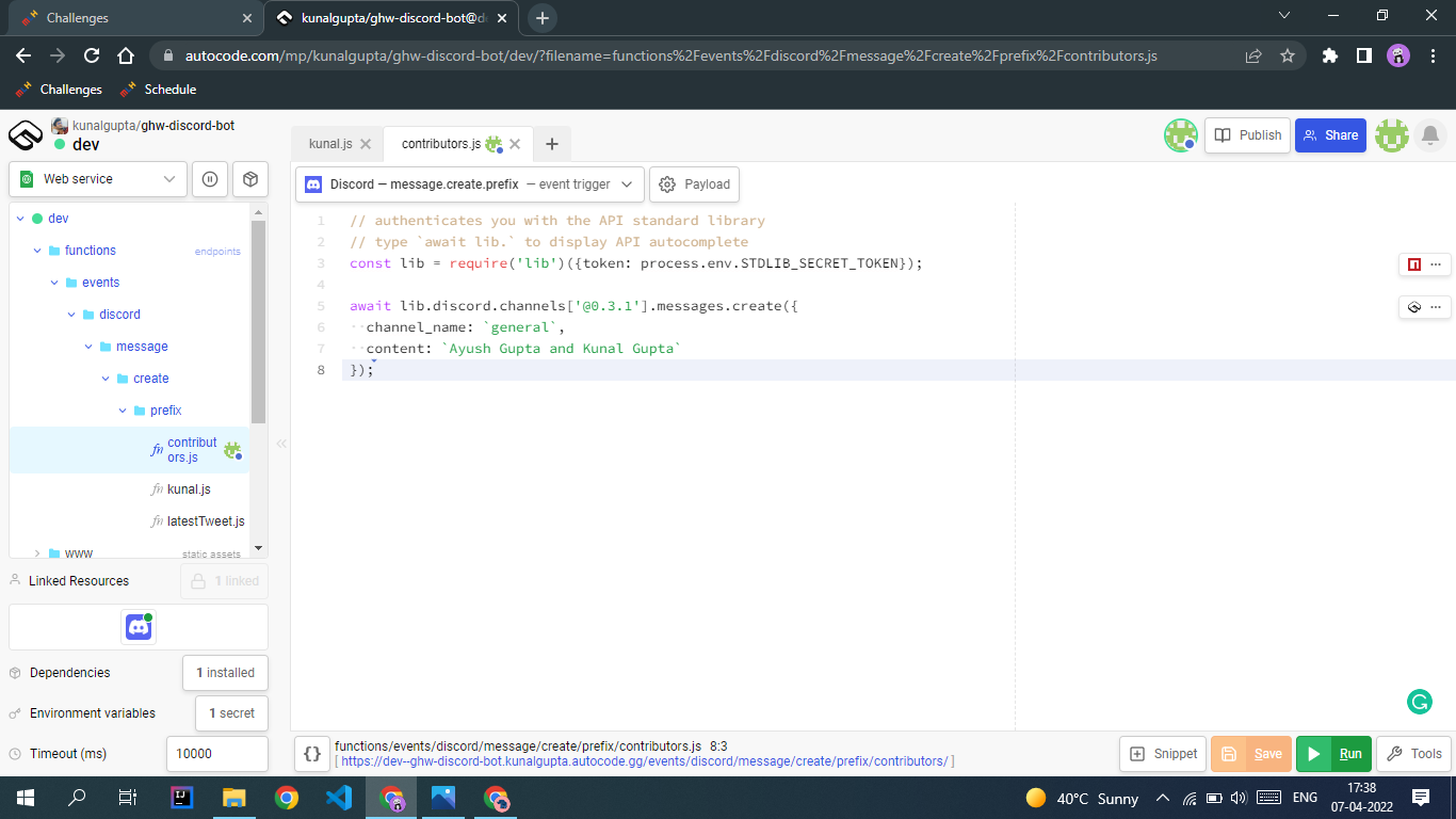 Discord Bot | Devpost