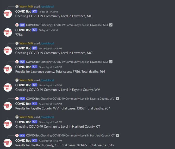 COVID-19 Discord Bot | Devpost