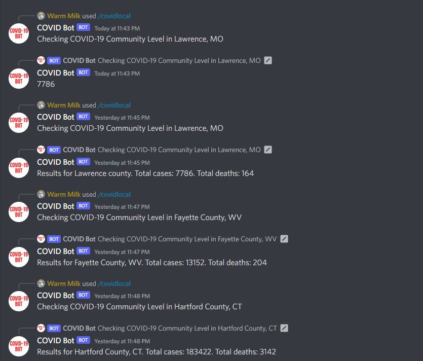 COVID-19 Discord Bot | Devpost