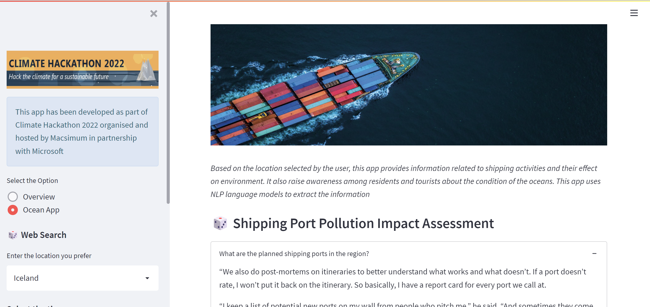 Shipping Port Pollution Impact Assessment | Devpost