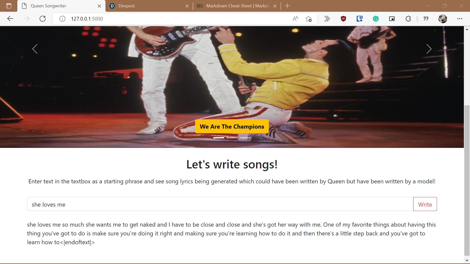 Queen Songwriter | Devpost