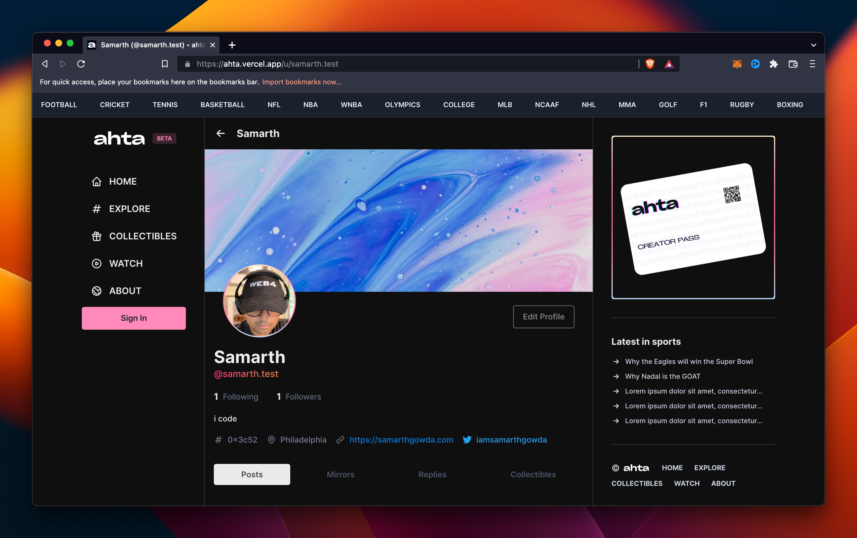 ahta: the future of sports media | Devpost