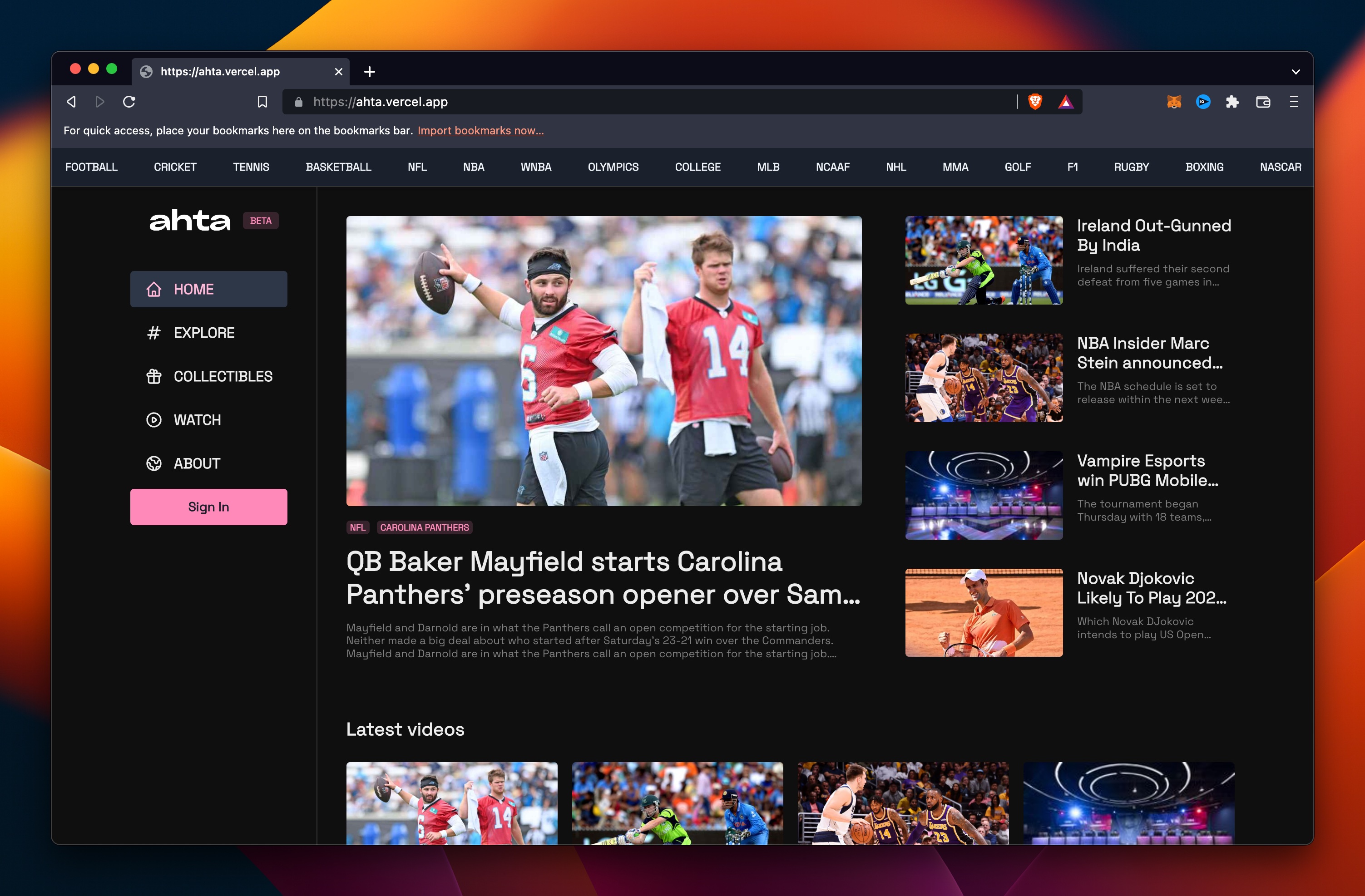 ahta: the future of sports media | Devpost