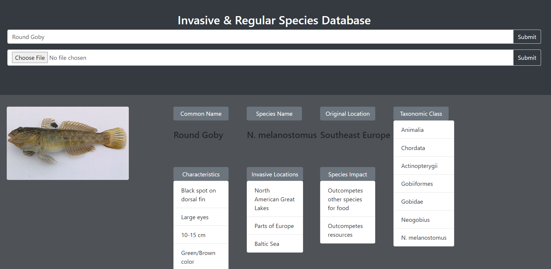 Invasive & Regular Species Database | Devpost