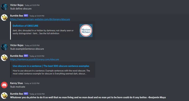 Bumble Bee Discord Education Bot | Devpost