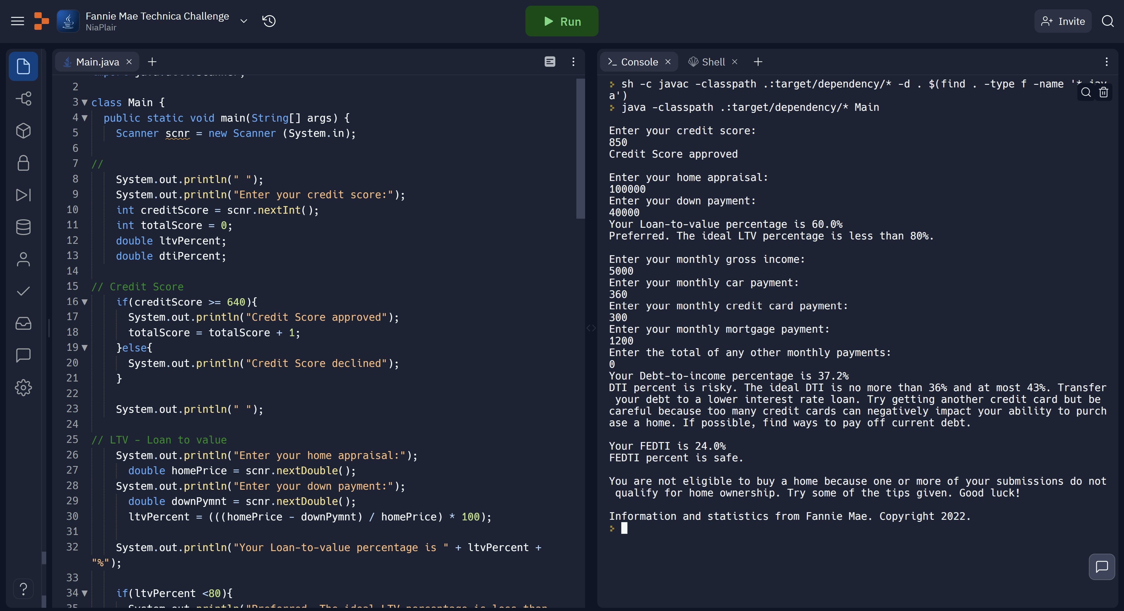 Fannie Mae Technica Challenge - Nia Plair | Devpost
