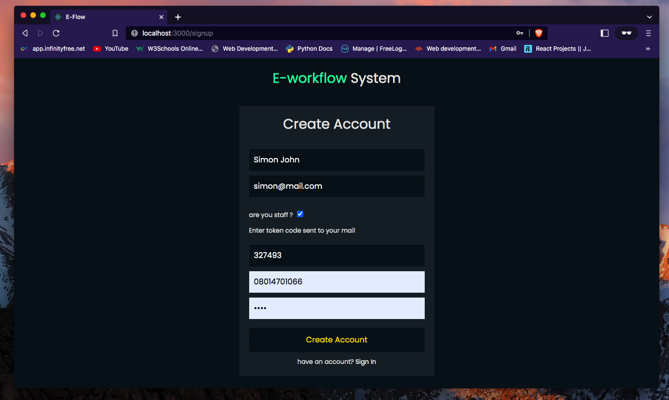 E Workflow Management System Devpost