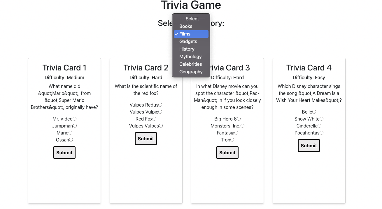 Trivia Game Devpost