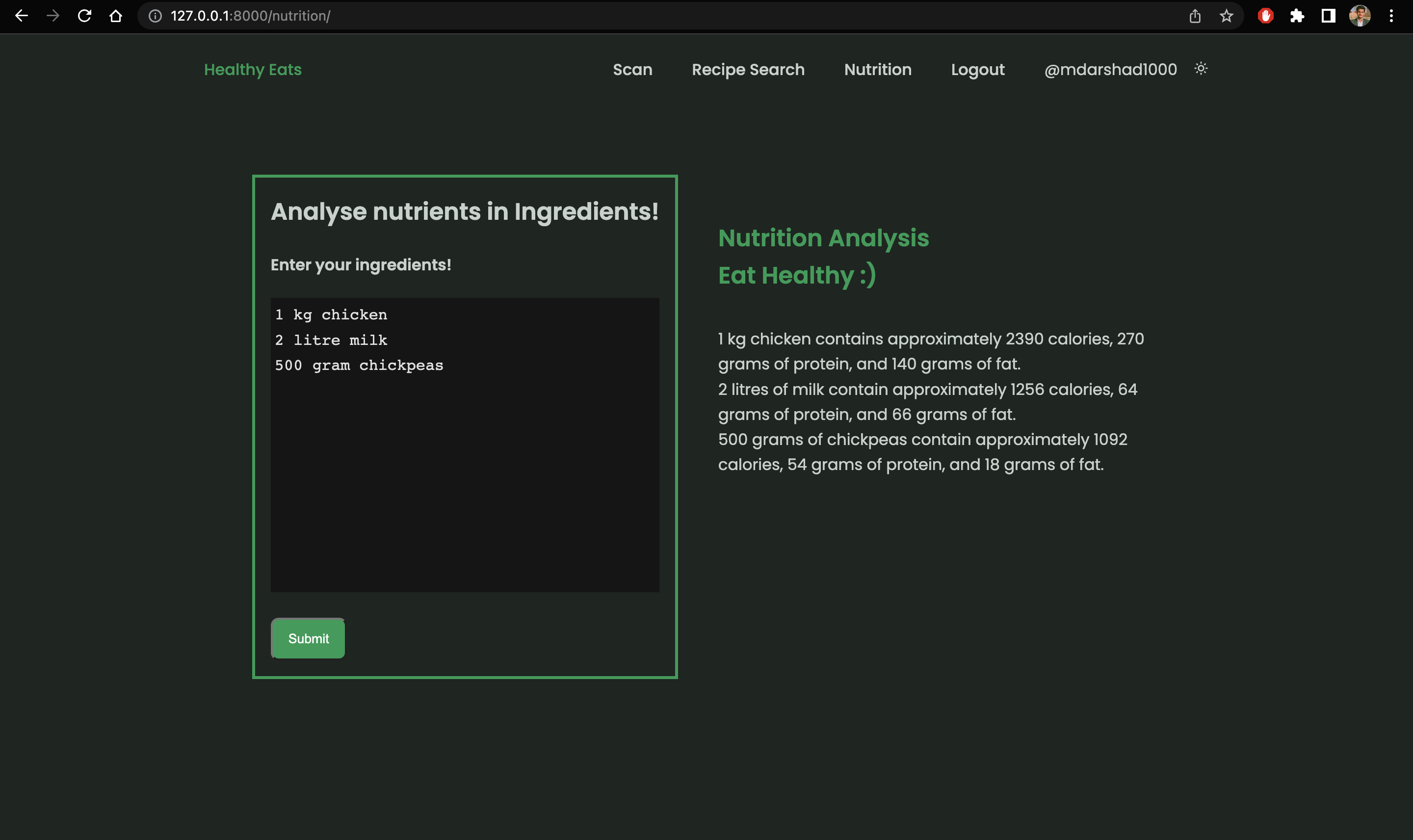 Healthy Eats | Devpost