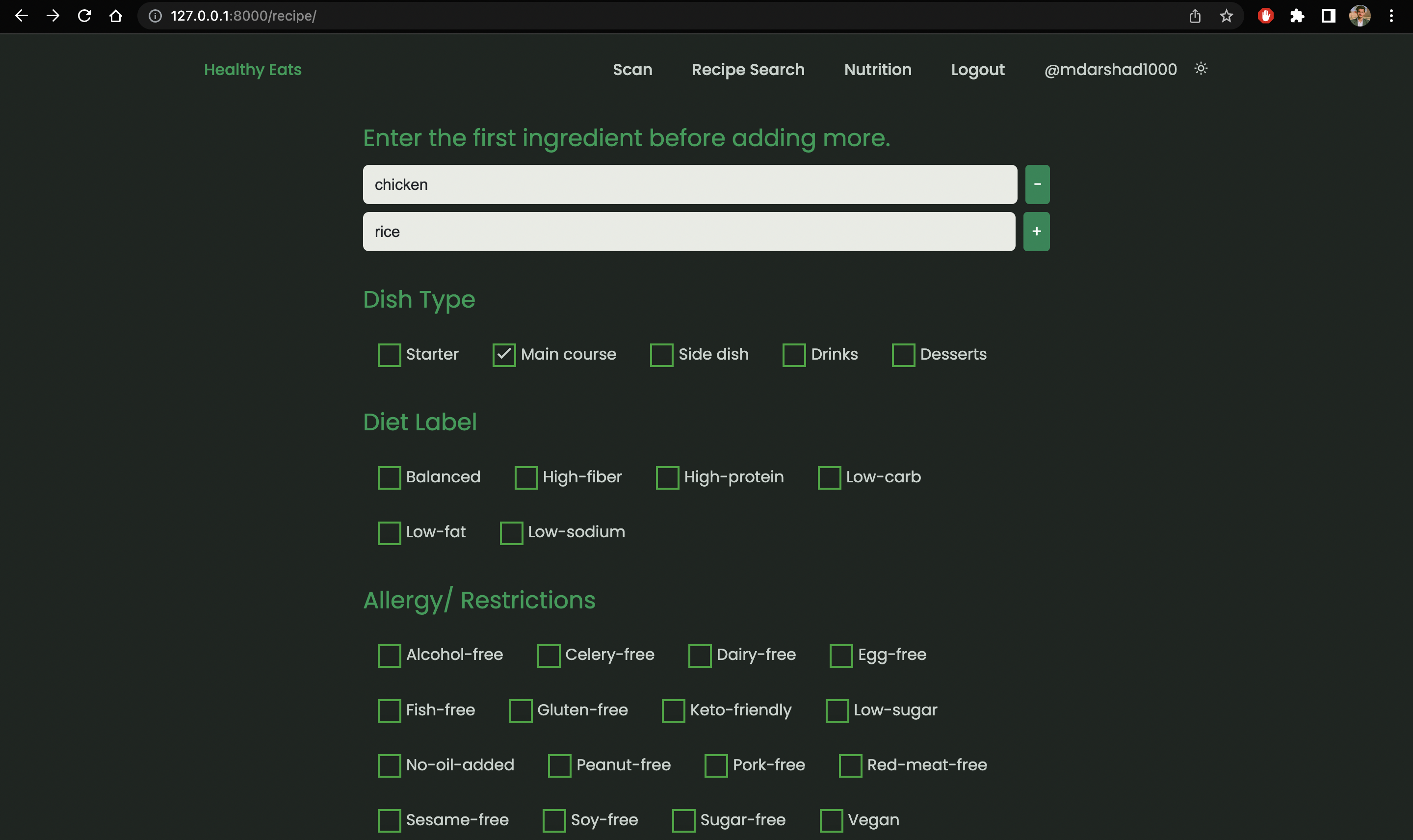 Healthy Eats | Devpost
