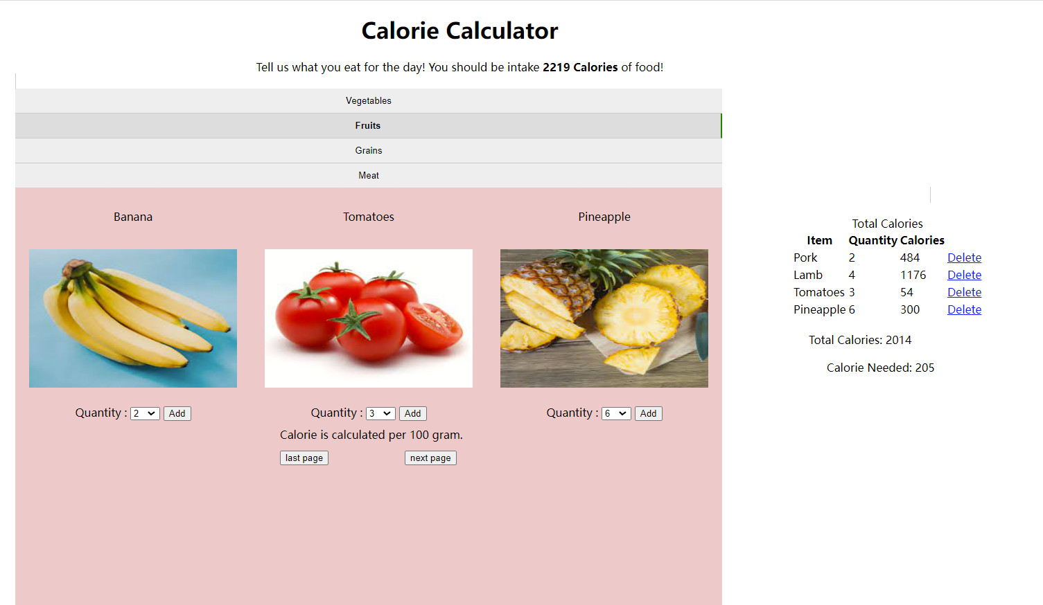 Calorie Calculator | Devpost
