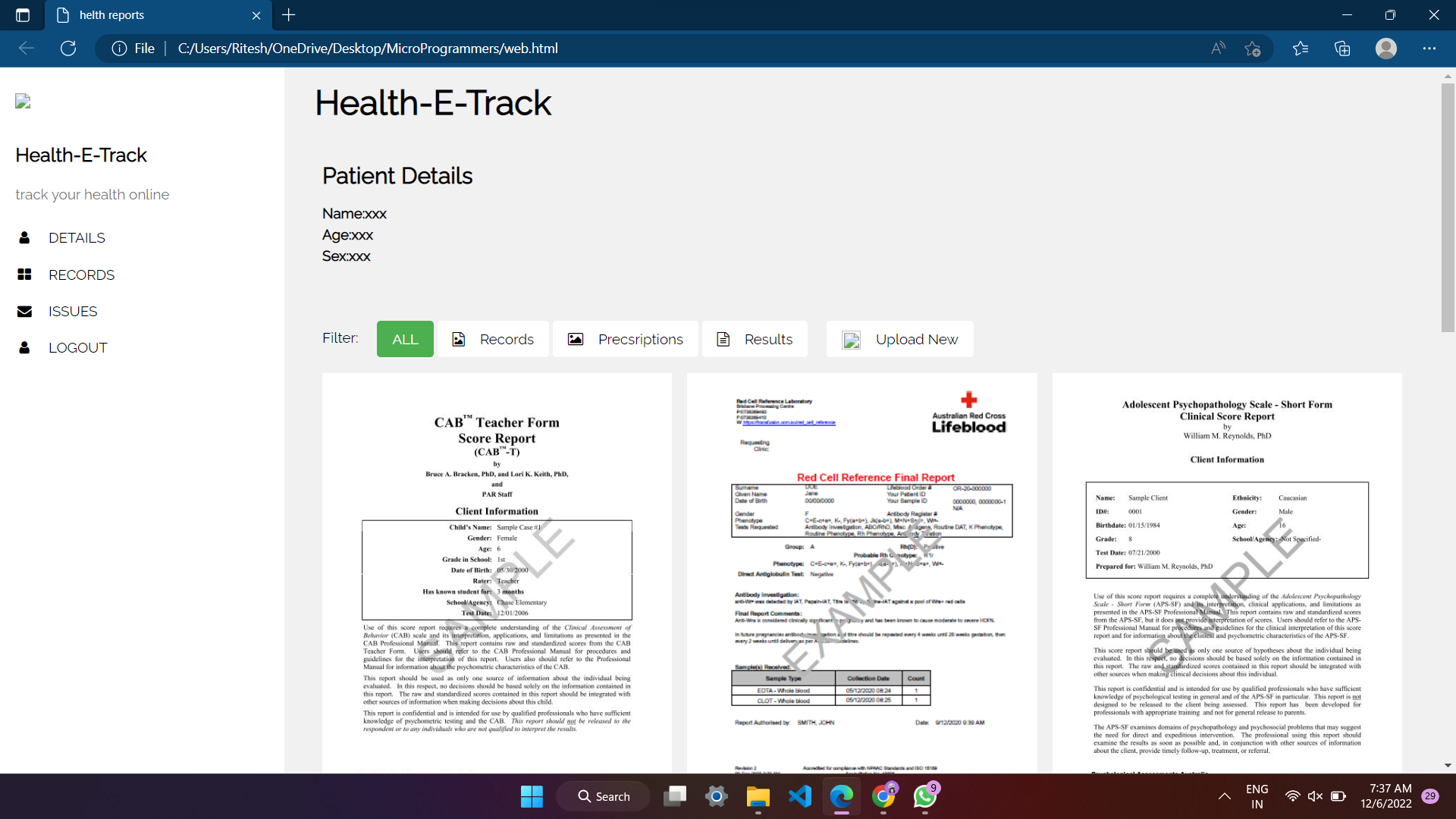 Health-E-Track | Devpost
