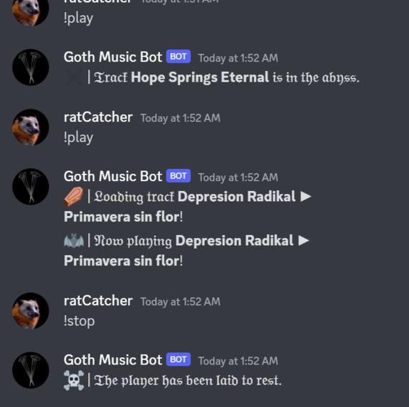 Goth Music Discord Bot | Devpost