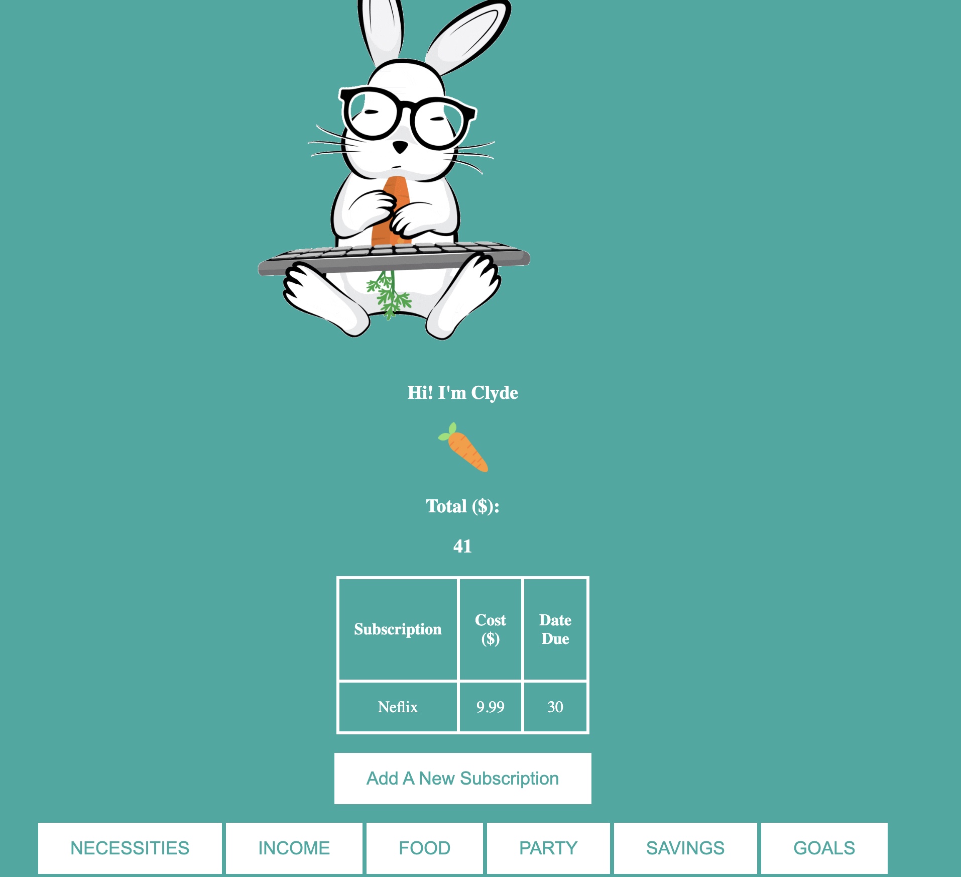Weekly Budget Bunny | Devpost