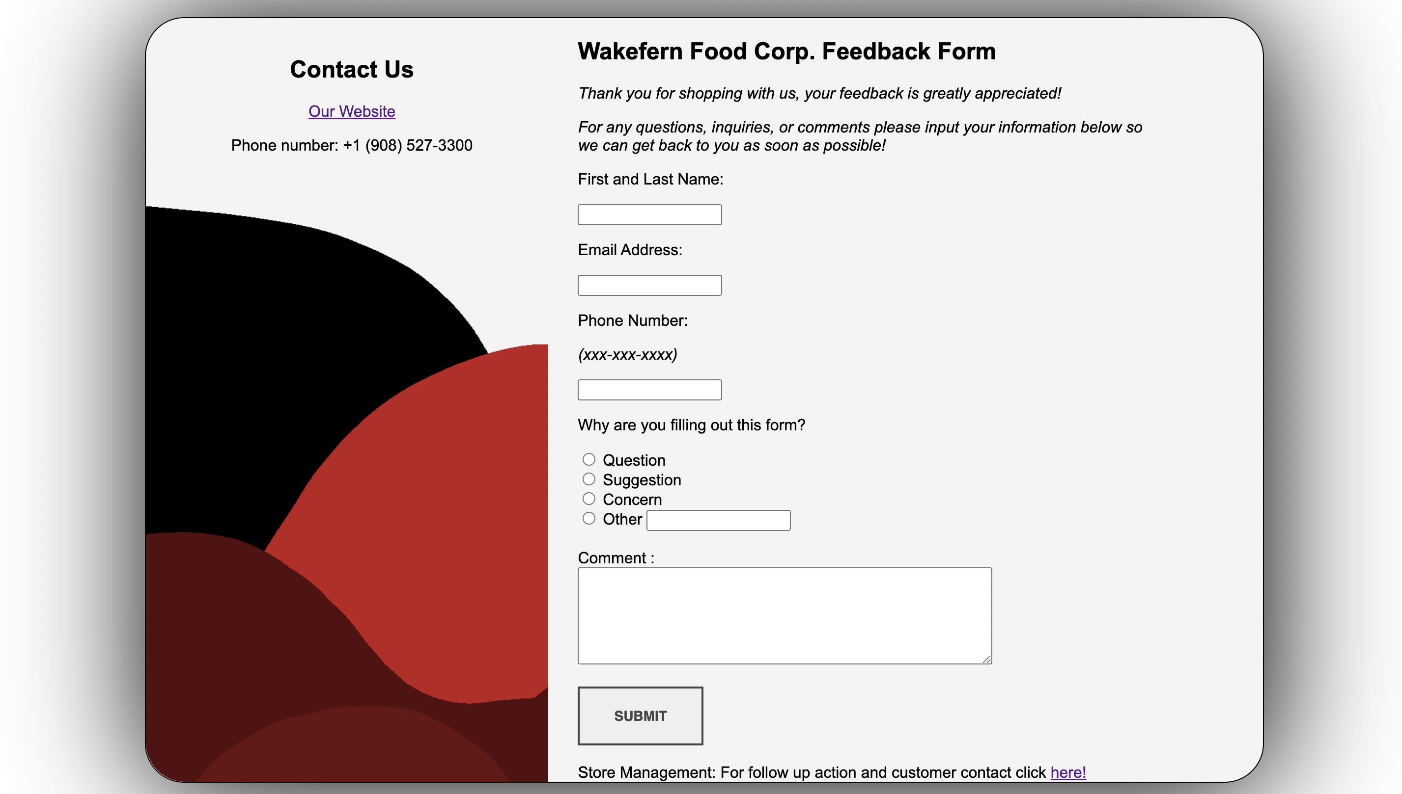 Wakefern Food Corp. Feedback Form | Devpost