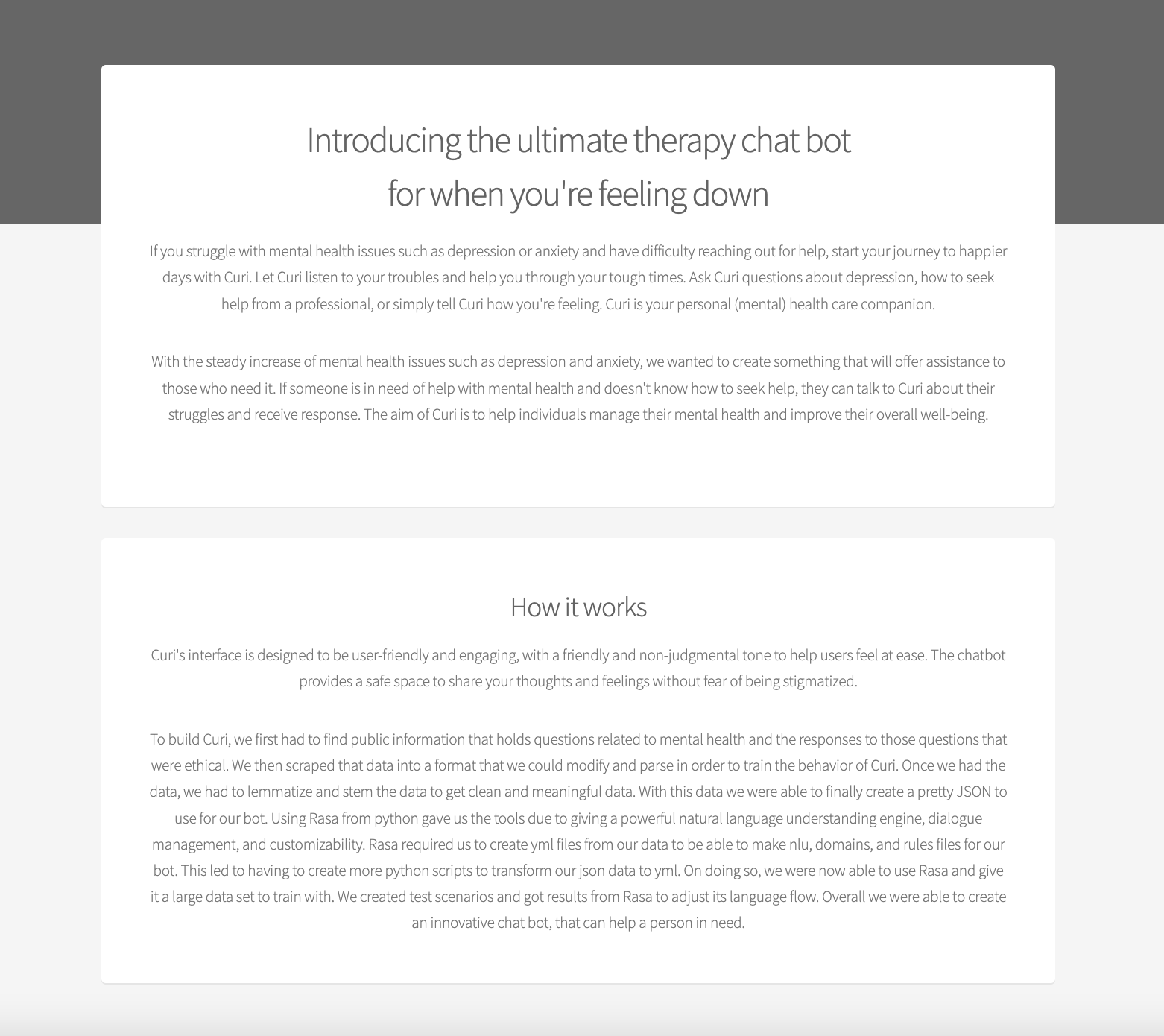 Curi: Mental Health Assistant | Devpost