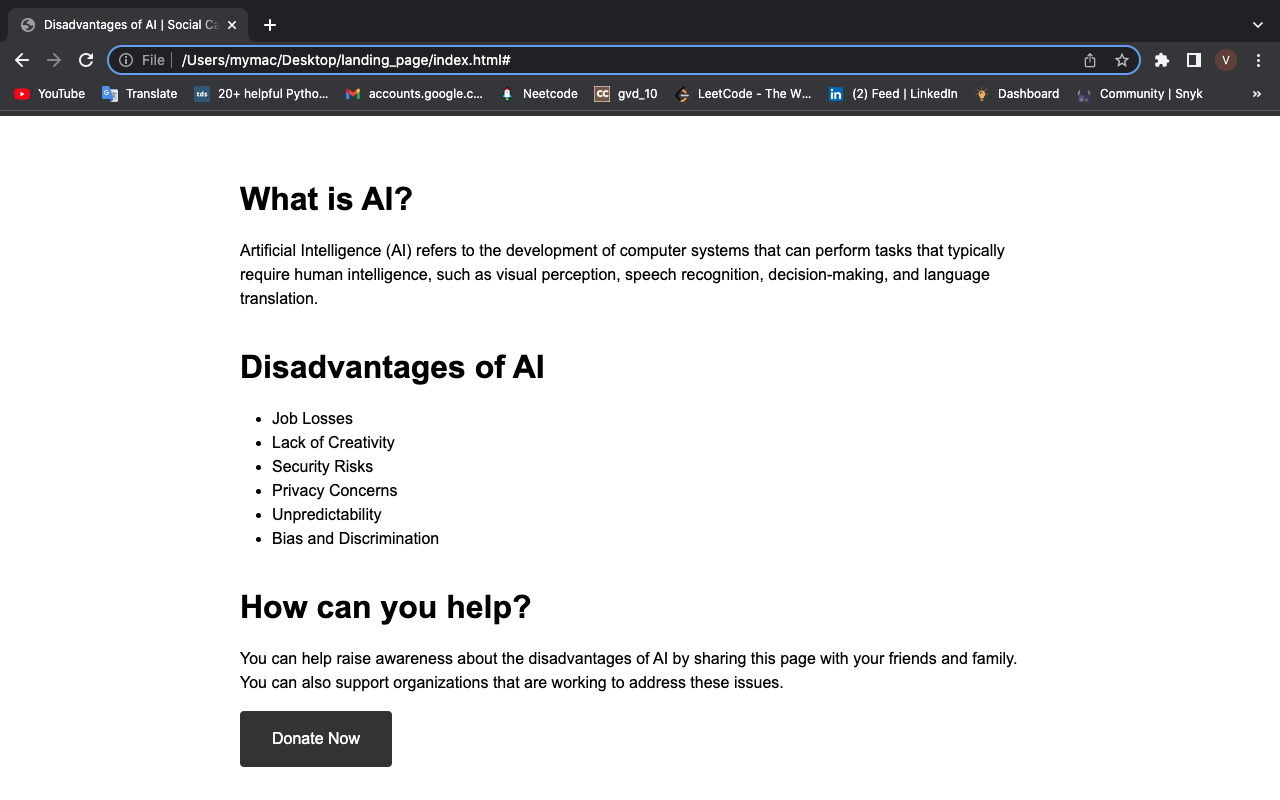 Create a landing page for a cause you care about | Devpost