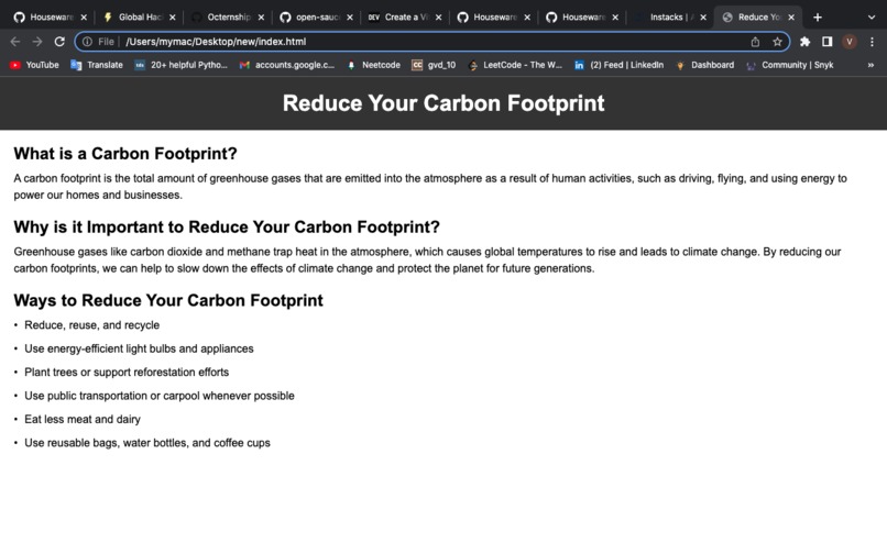 Reduce Your Carbon Footprint | Devpost