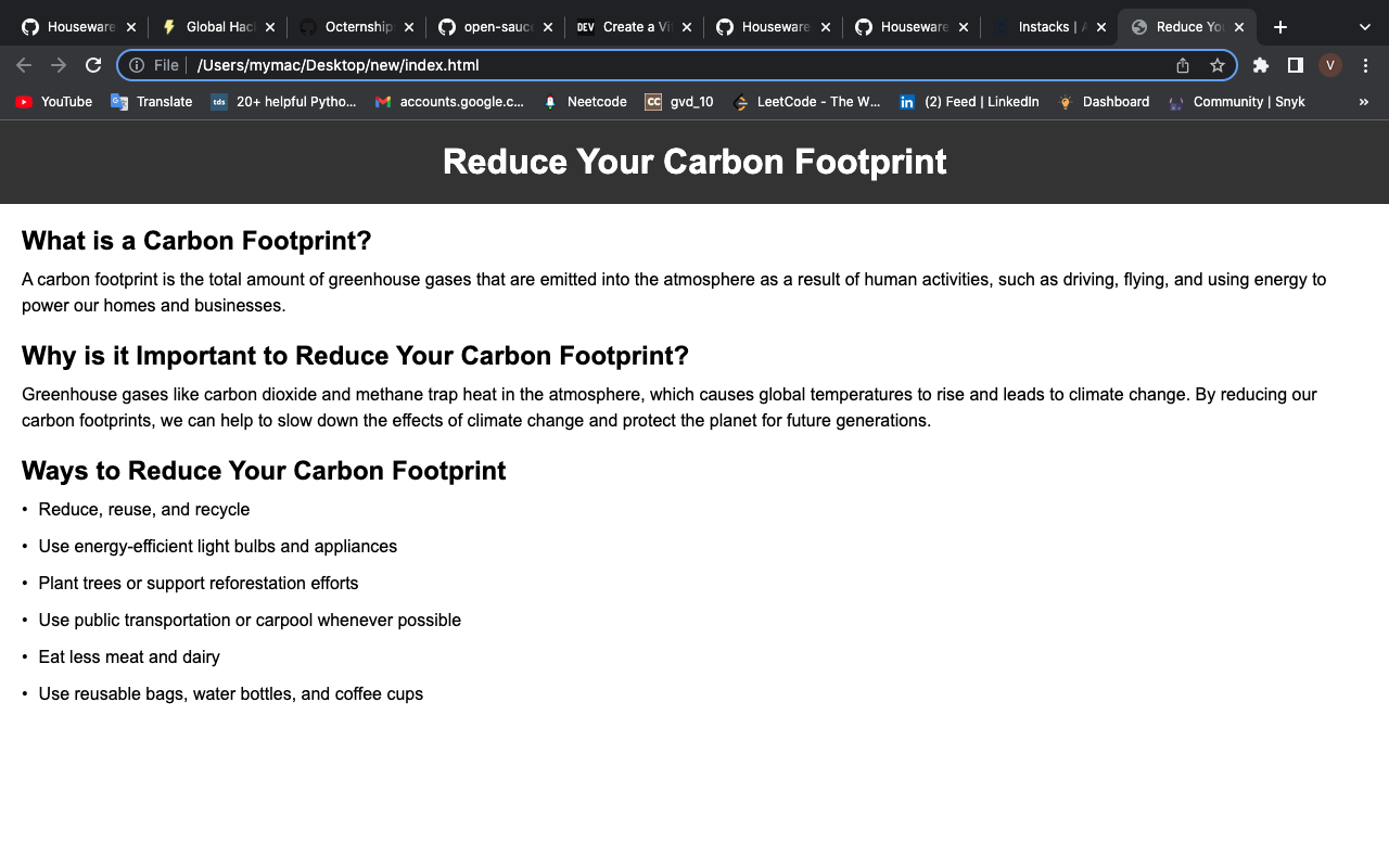 Reduce Your Carbon Footprint | Devpost