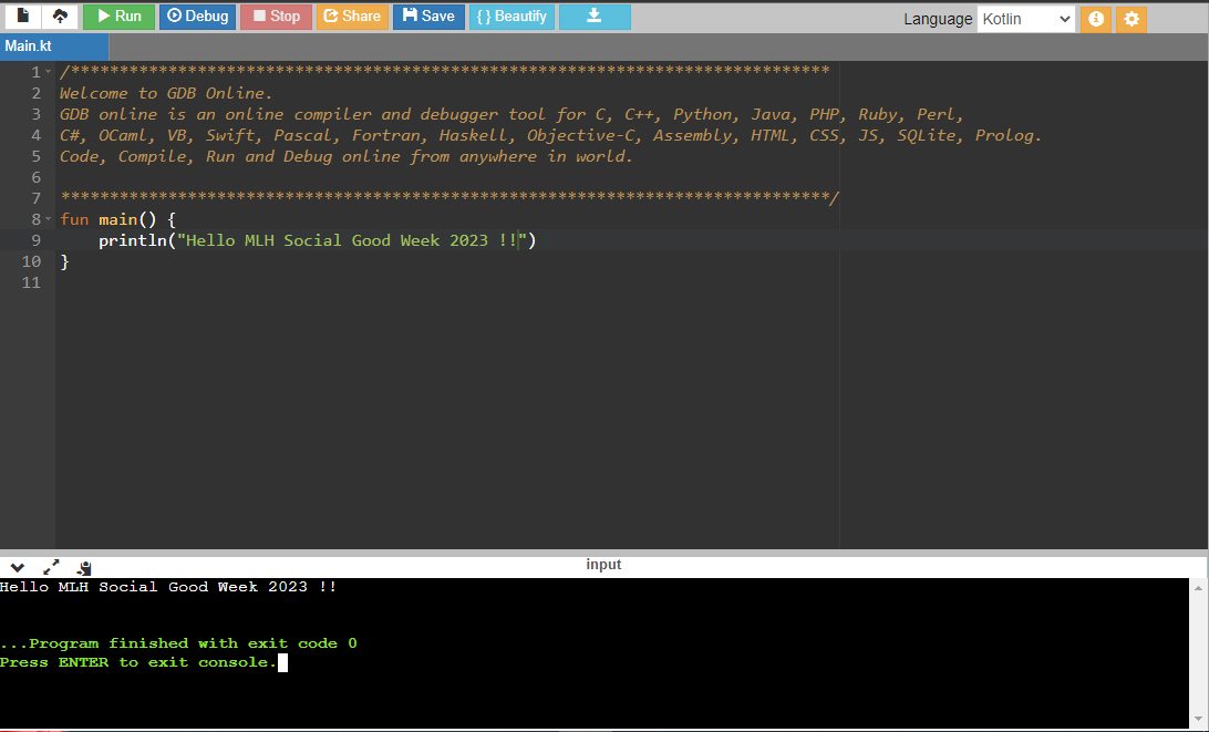 Hello MLH World in a New Language | Devpost