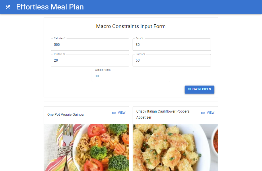 Effortless Meal Plan | Devpost