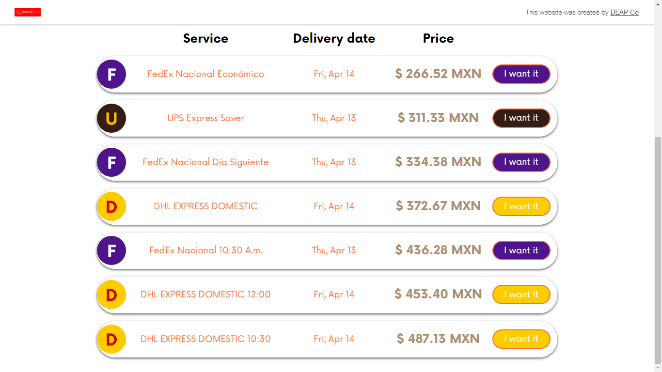 DEAP Co Shipments | Devpost