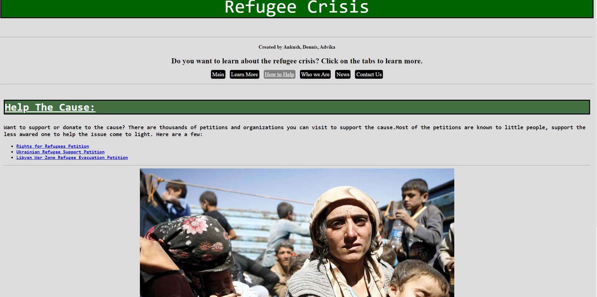 Refugee Crisis Educational Site | Devpost