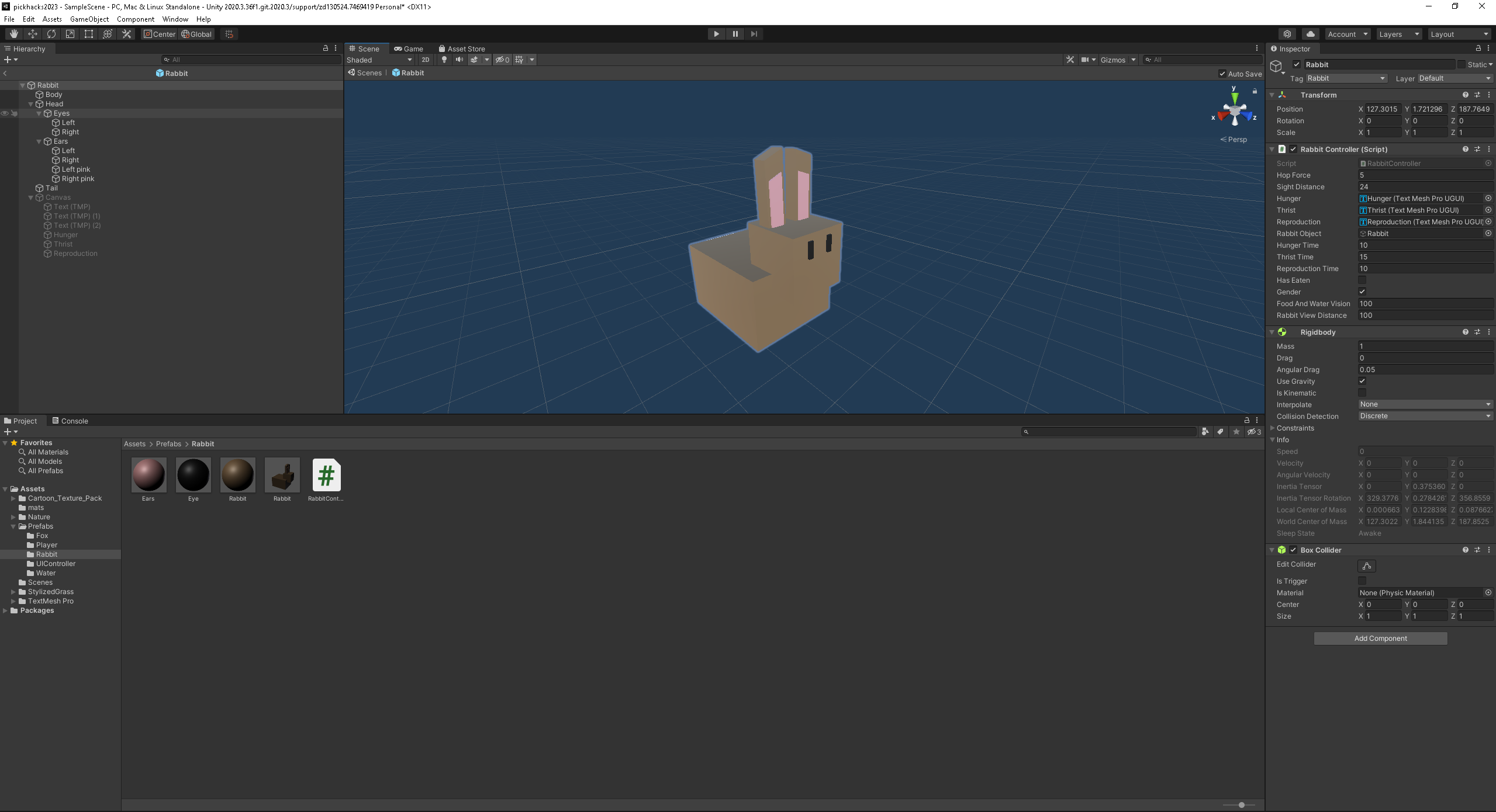Enviroments in Action: Bunny and Fox Interactions | Devpost