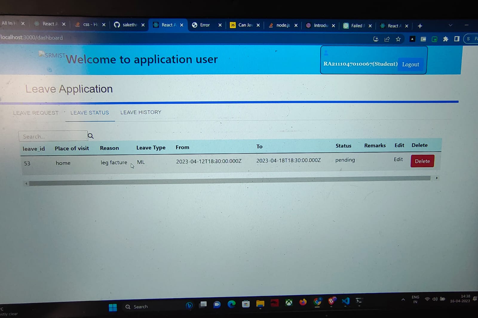 LEAVE APPLICATION FOR MY UNIVERSITY | Devpost