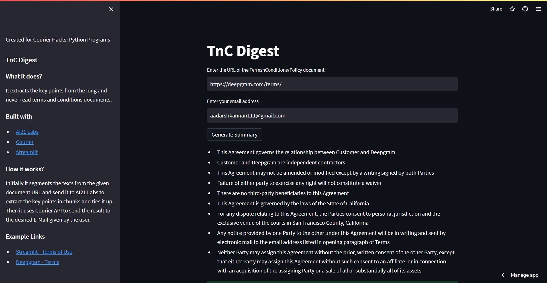 TnC Digest Devpost tnc-digest-devpost