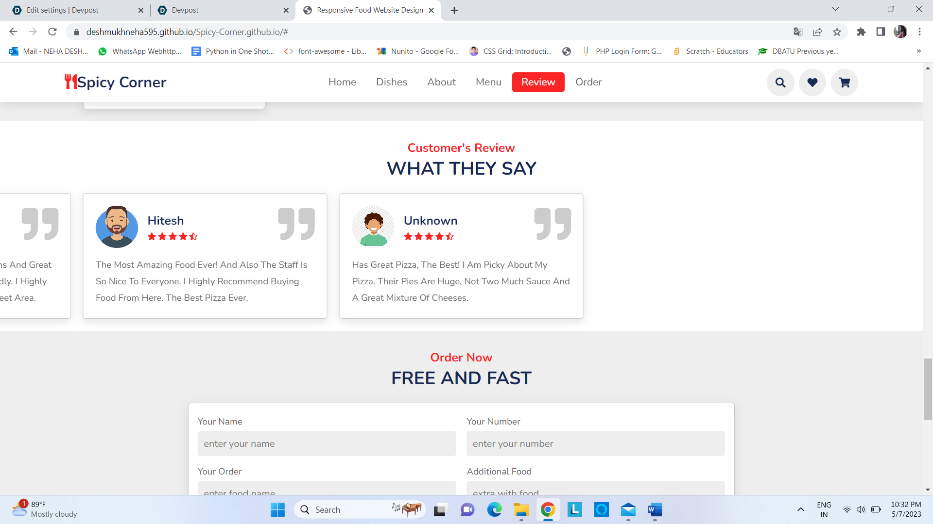 Spicy Corner Restaurant | Devpost