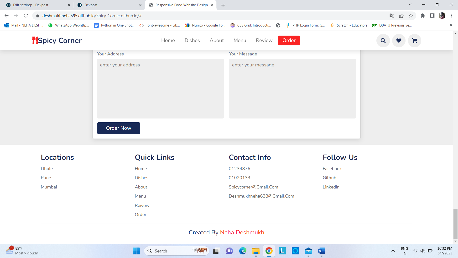 Spicy Corner Restaurant | Devpost