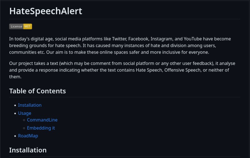 Hate Speech Detector Devpost