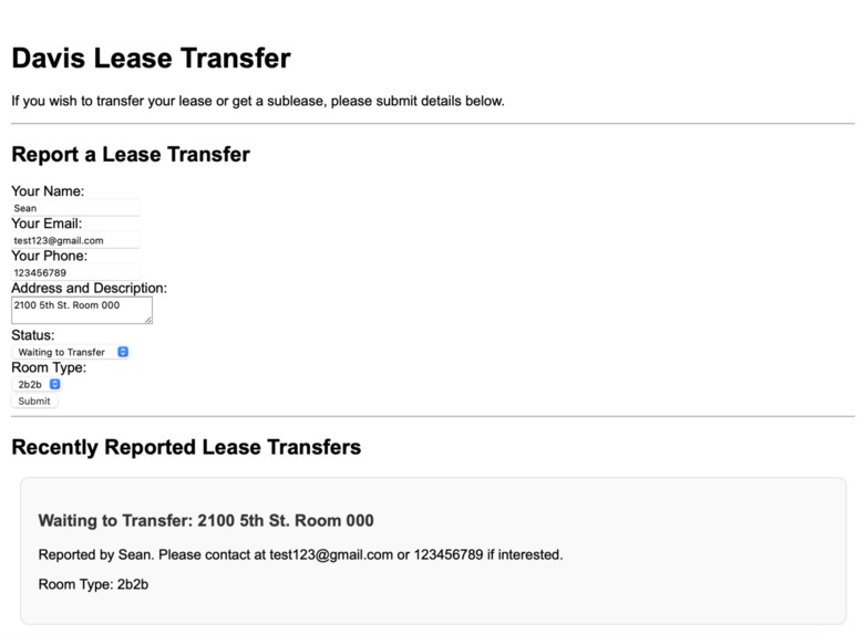 Davis Leasing Transfer Dashboard | Devpost