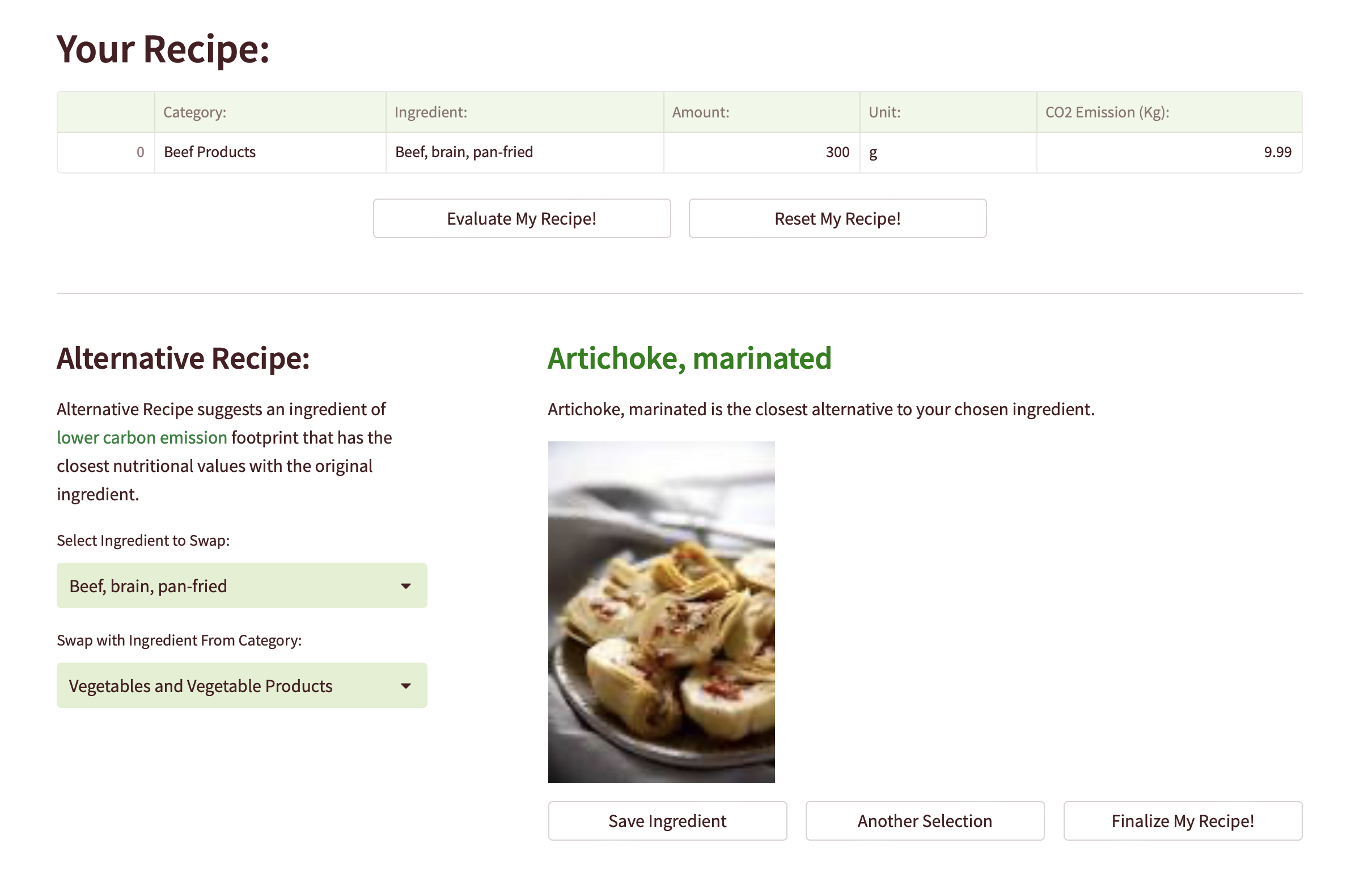 Alternative Recipe | Devpost