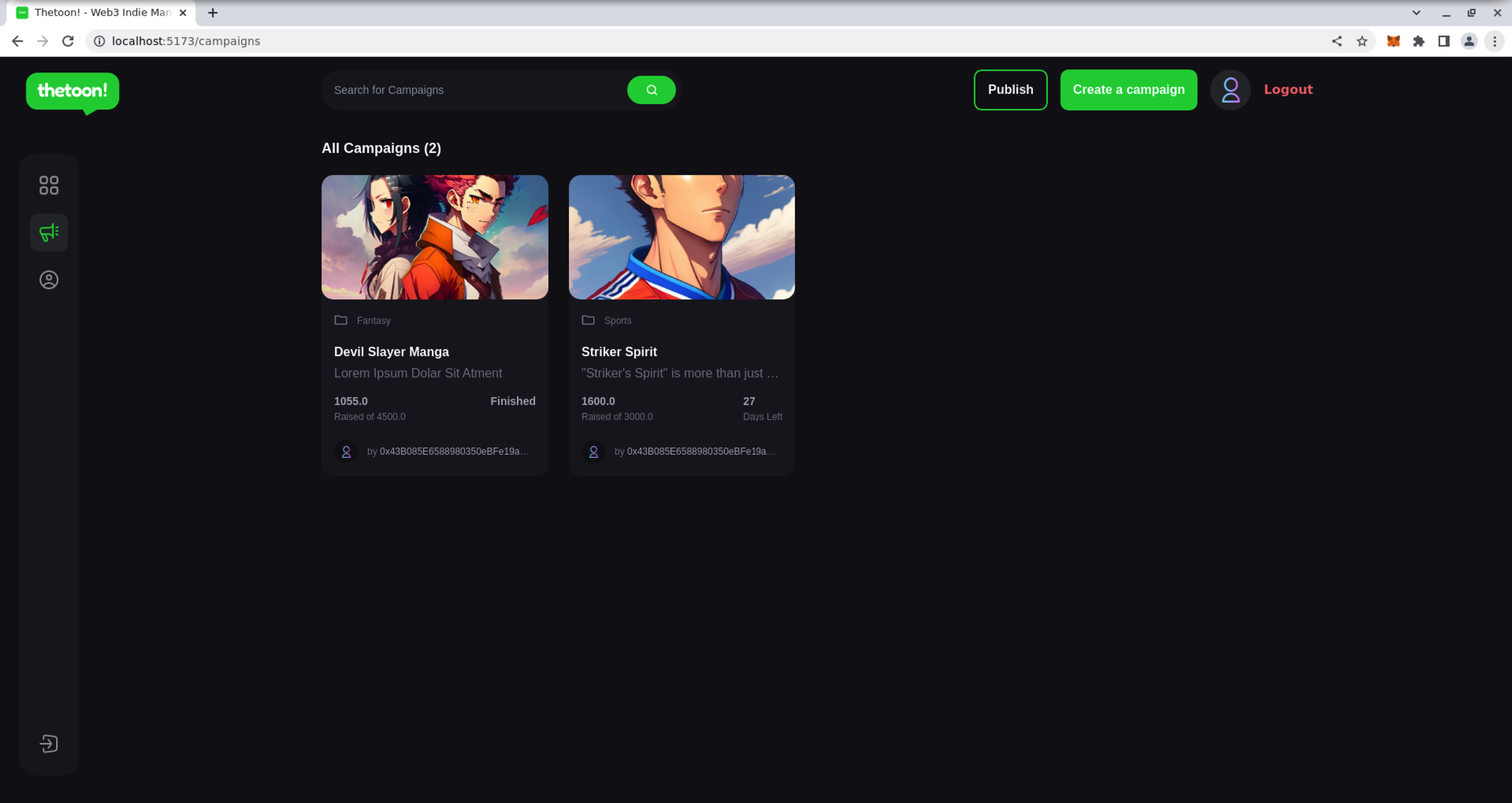 Thetoon! - Manga/Anime Web3 Platform | Devpost