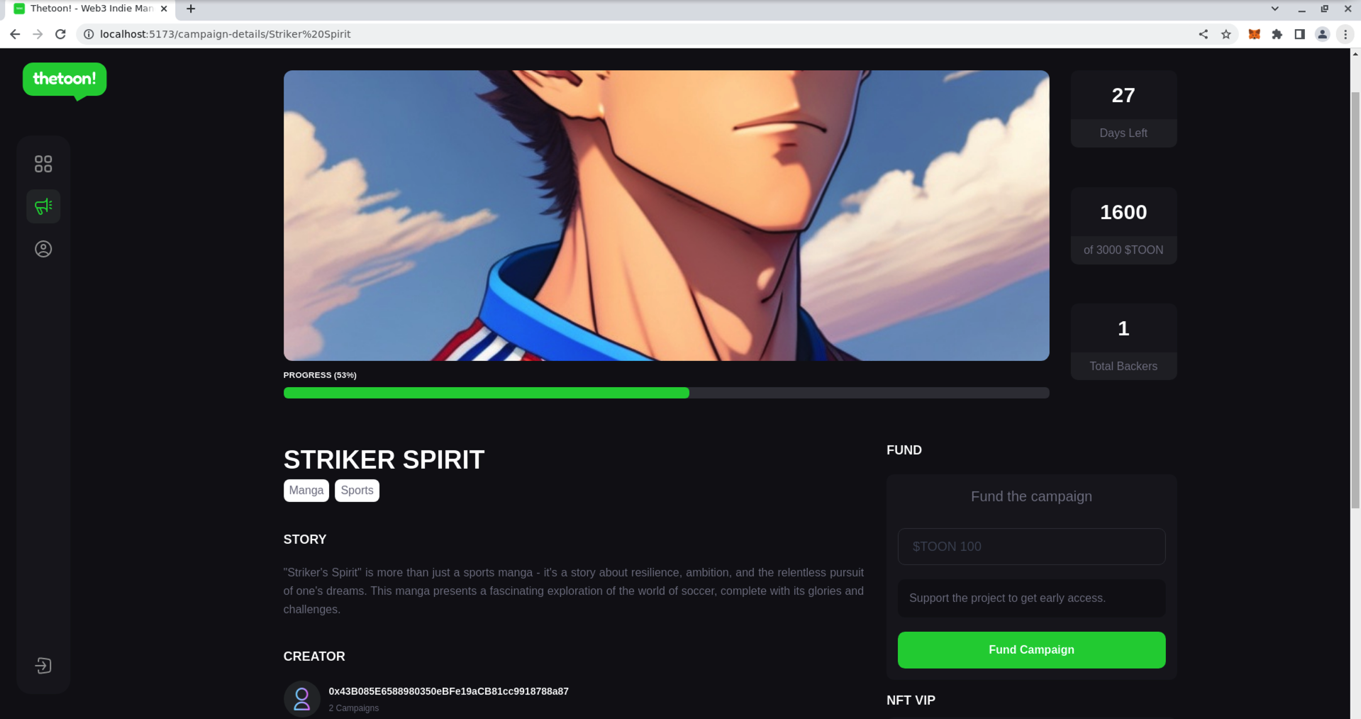 Thetoon! - Manga/Anime Web3 Platform | Devpost