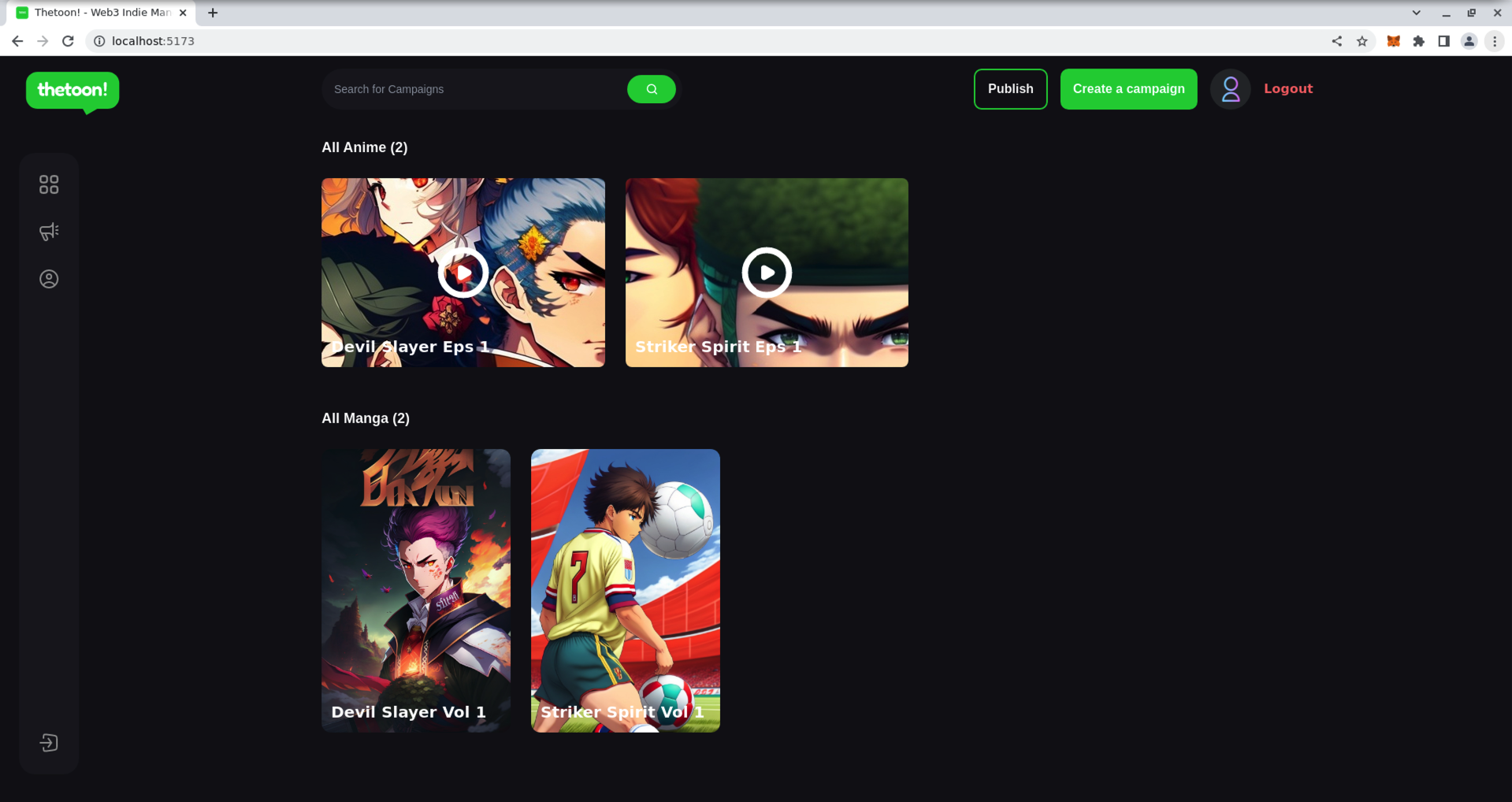 Thetoon! - Manga/Anime Web3 Platform | Devpost