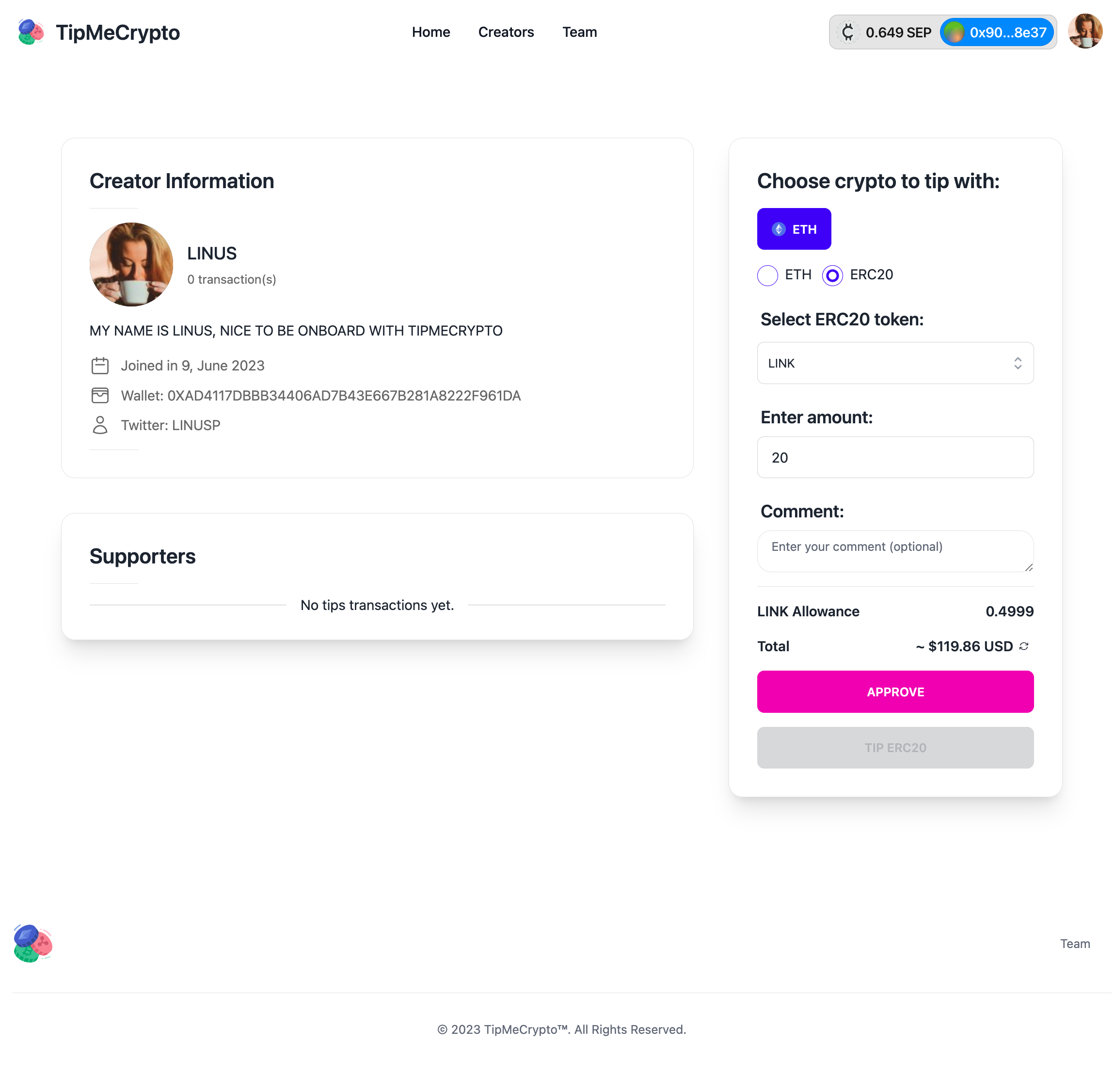 TipMeCrypto.me | Devpost