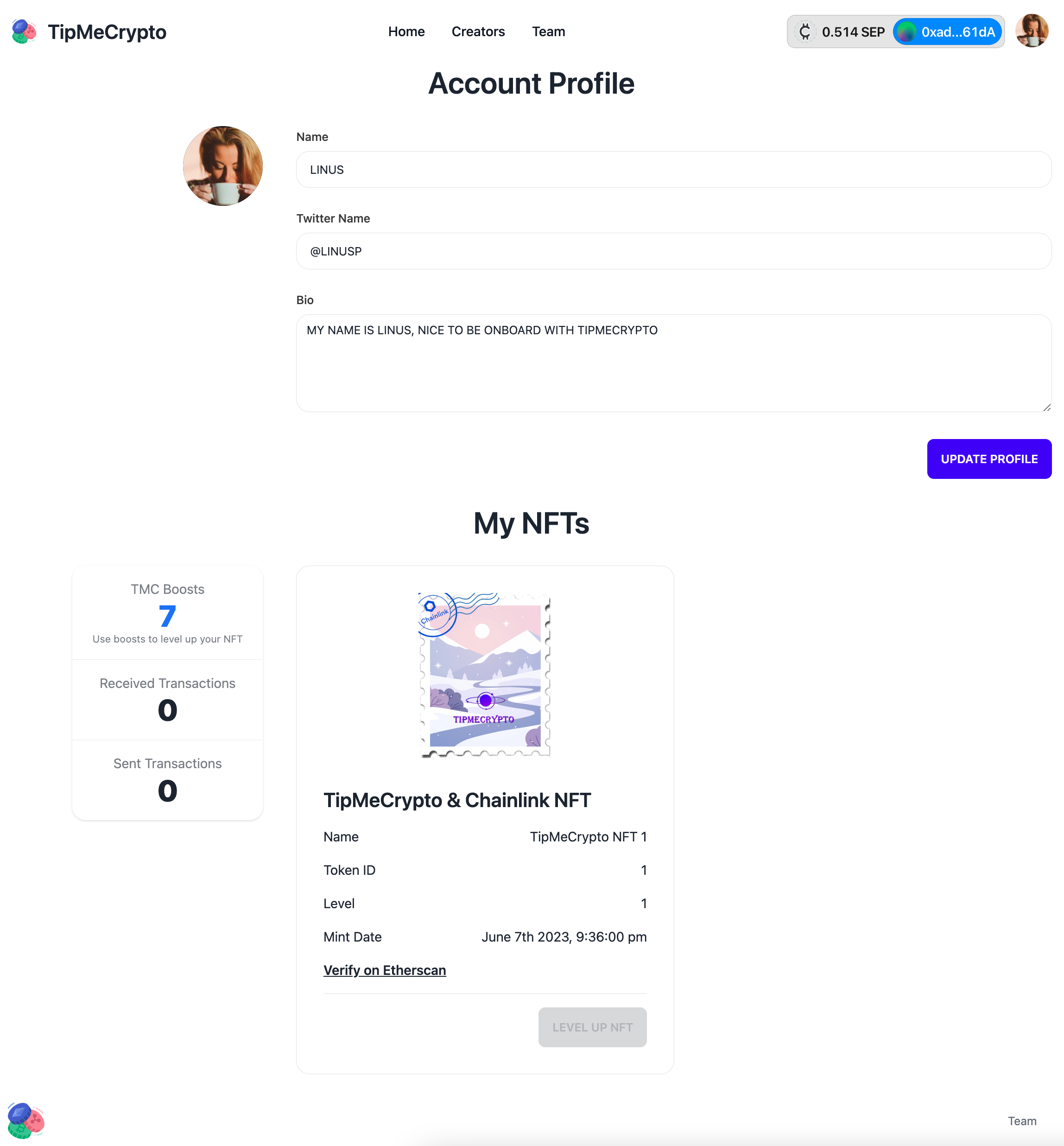 TipMeCrypto.me | Devpost