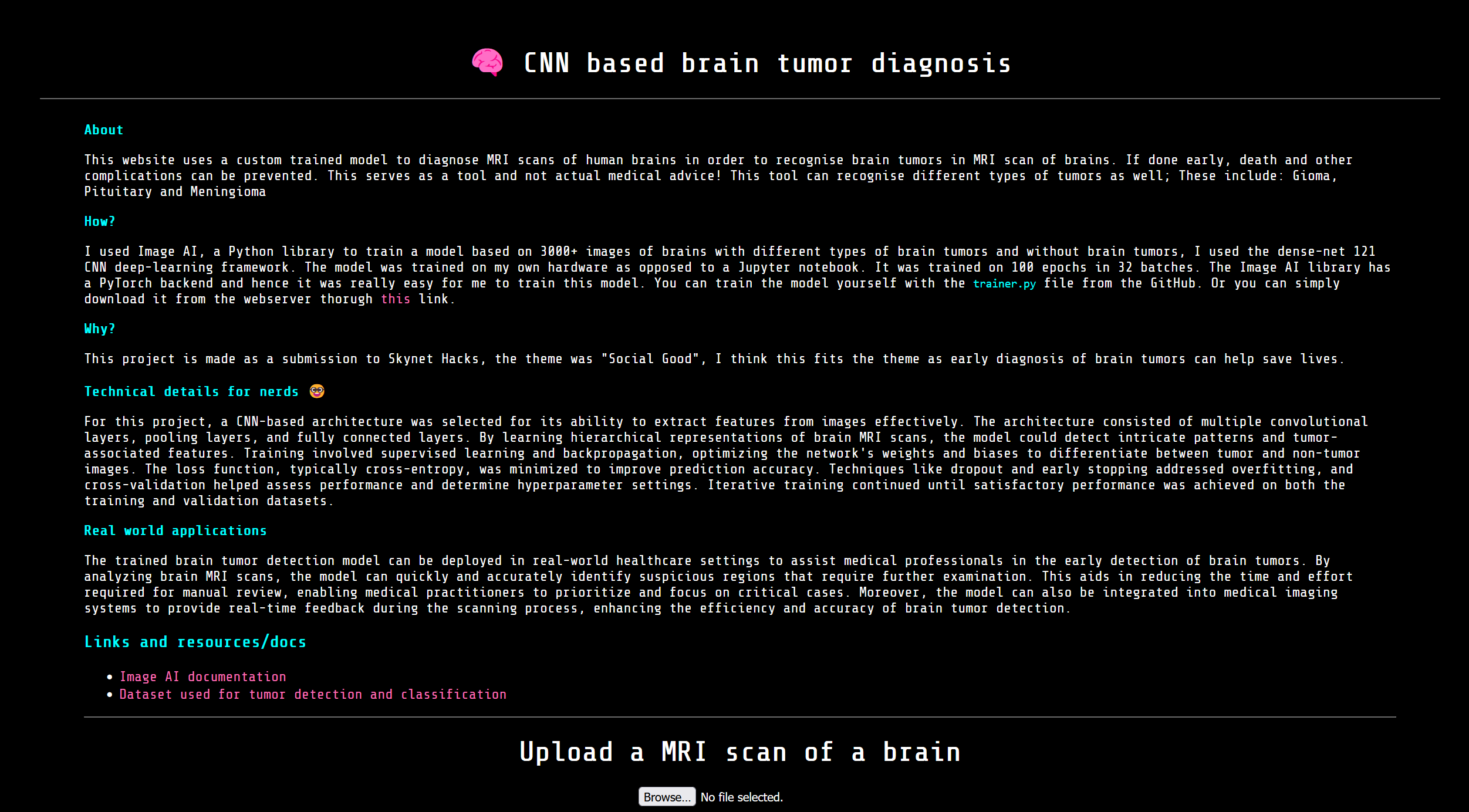 Cnn Based Brain Tumor Diagnosis Devpost