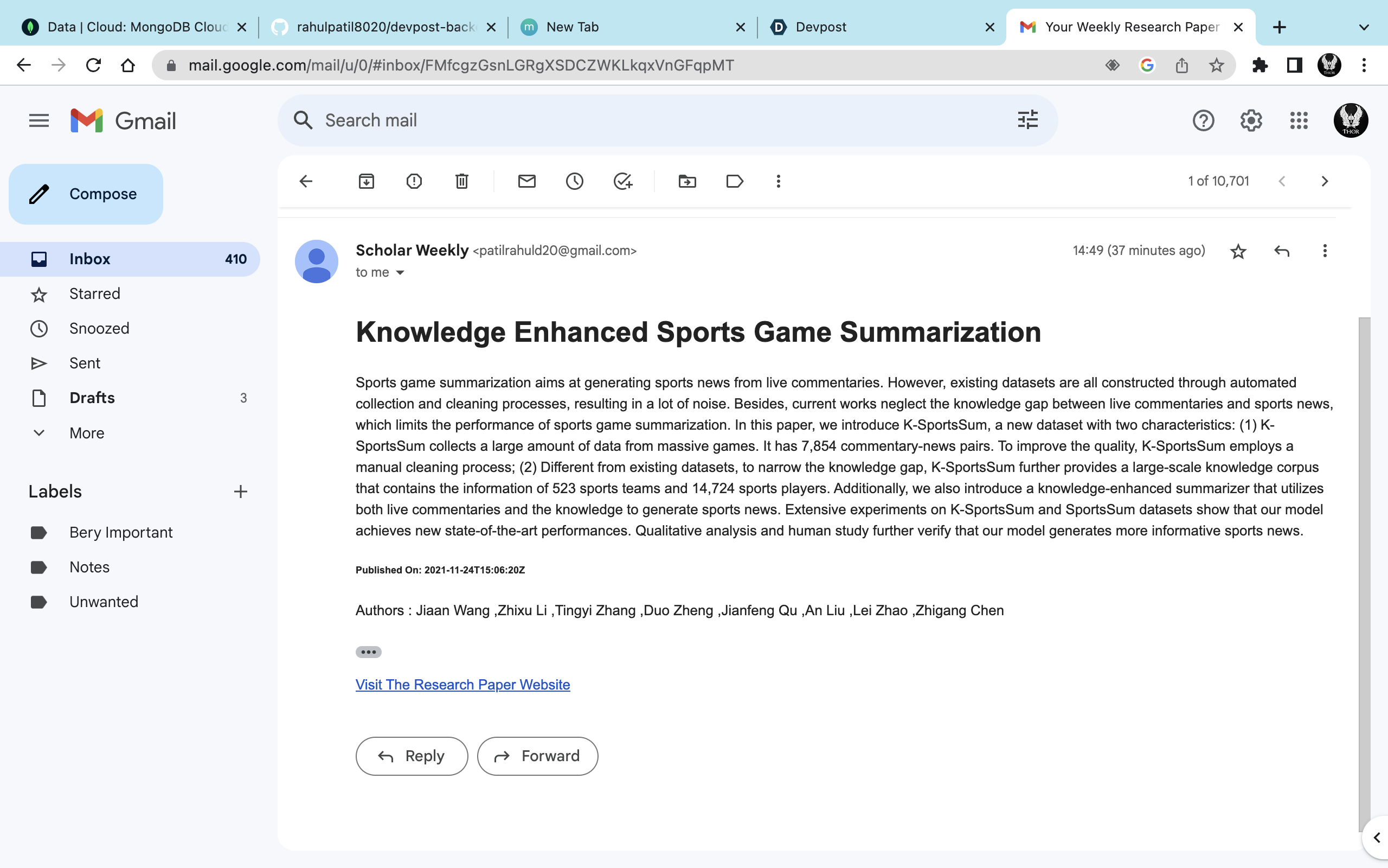 Scholar Weekly | Devpost