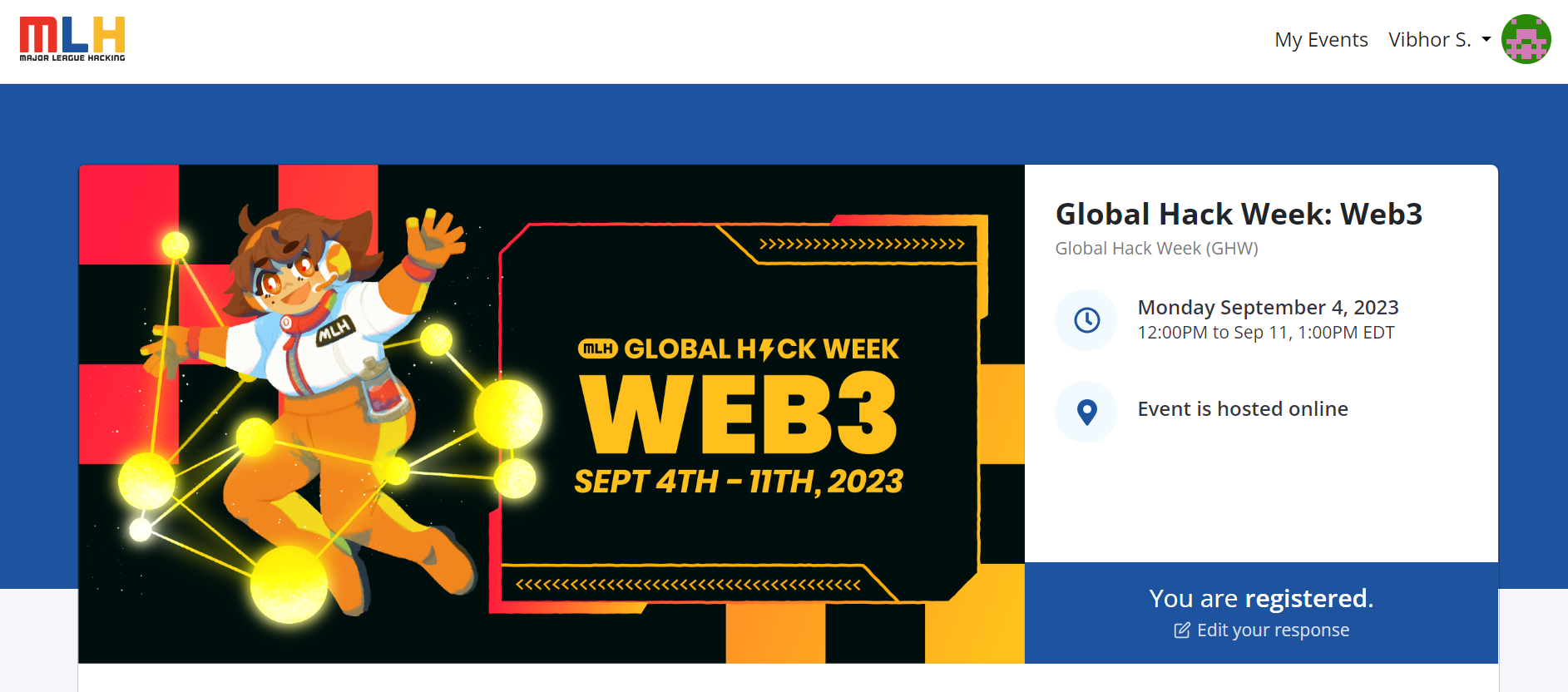 REGISTERED FOR GLOBAL HACK WEEK WEB3 | Devpost