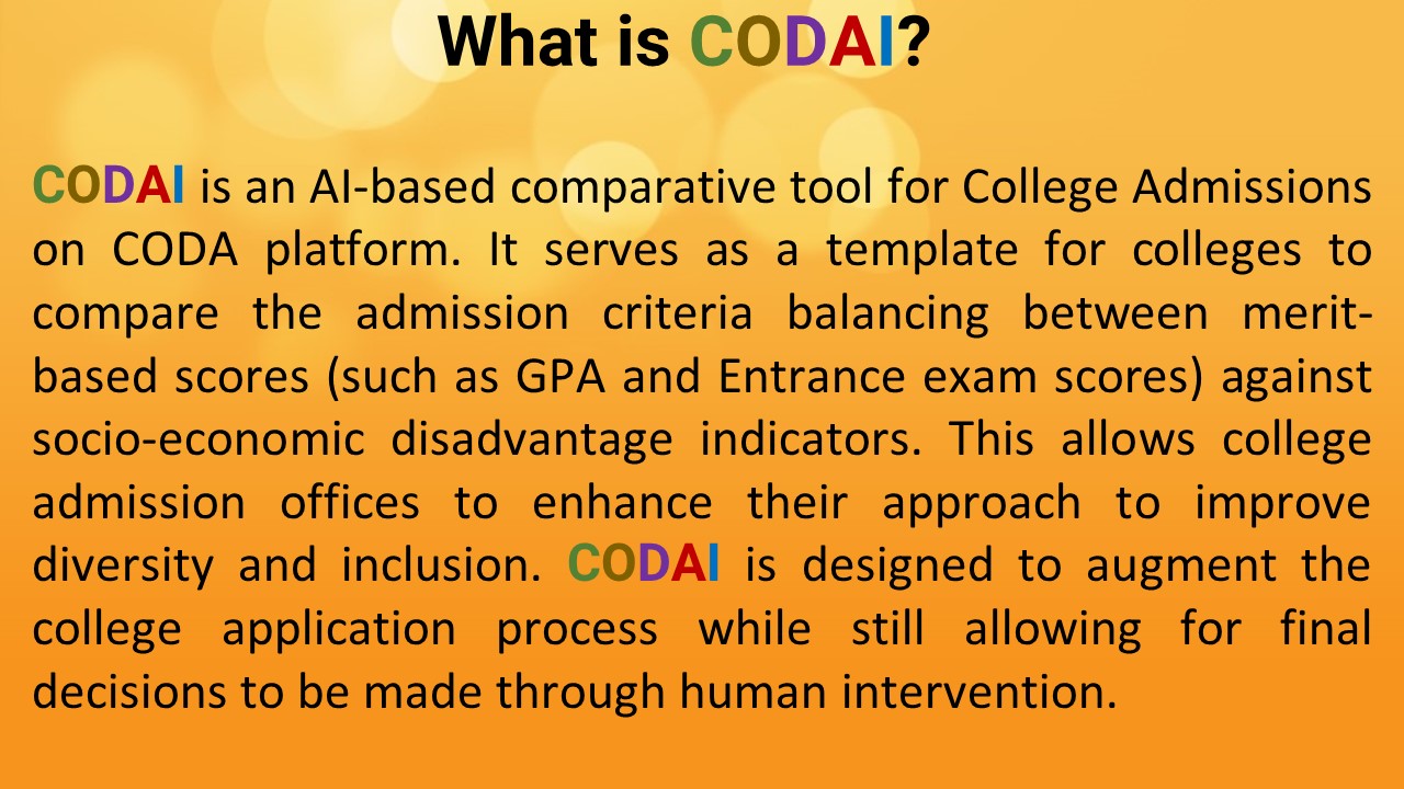 Codai An Ai Based Comparative Tool For College Admissions Devpost